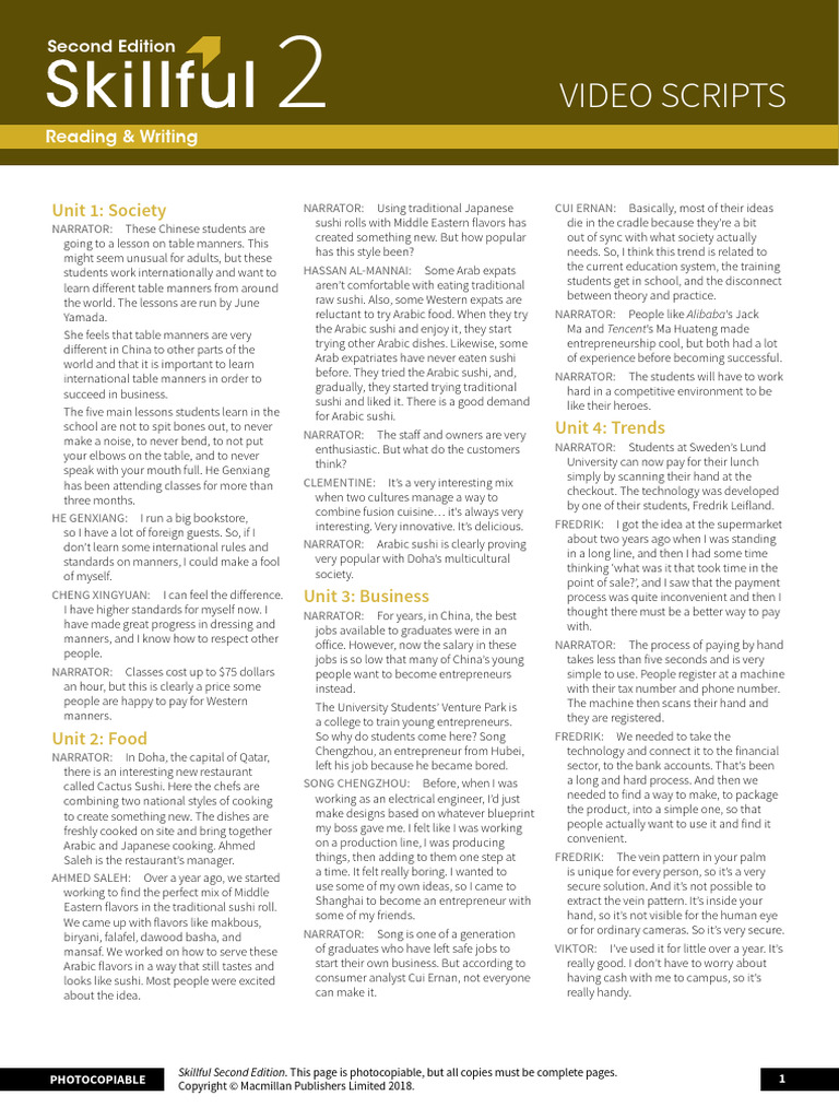 Sk2e - Reading and Writing Level 2 - Video Scripts | PDF | Sea Turtle ...