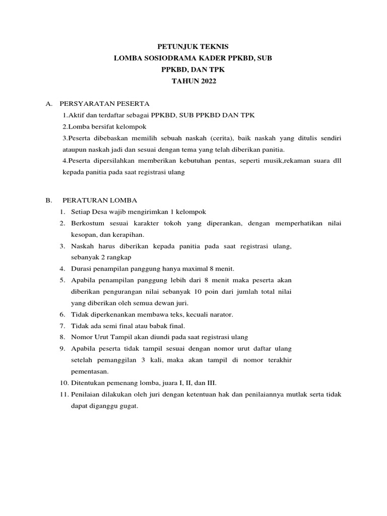 Juklak-Juknis Lomba Drama | PDF