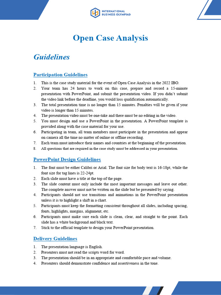 IBO Open Case Analysis 2022 | PDF