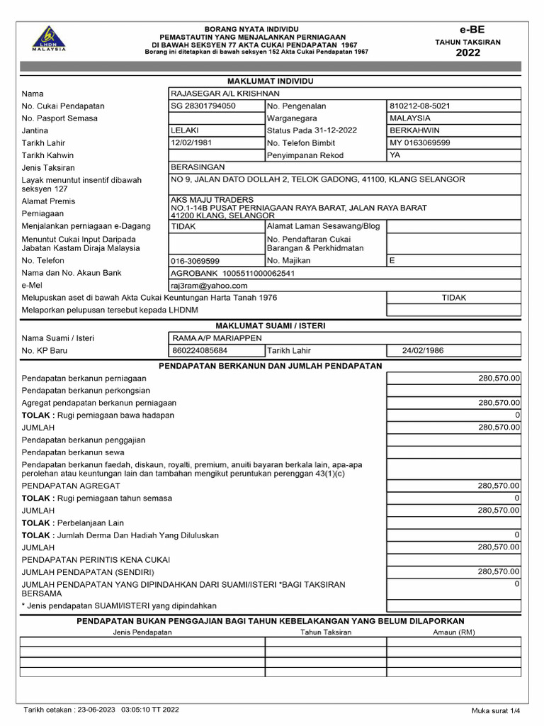 Be Income Tax | PDF