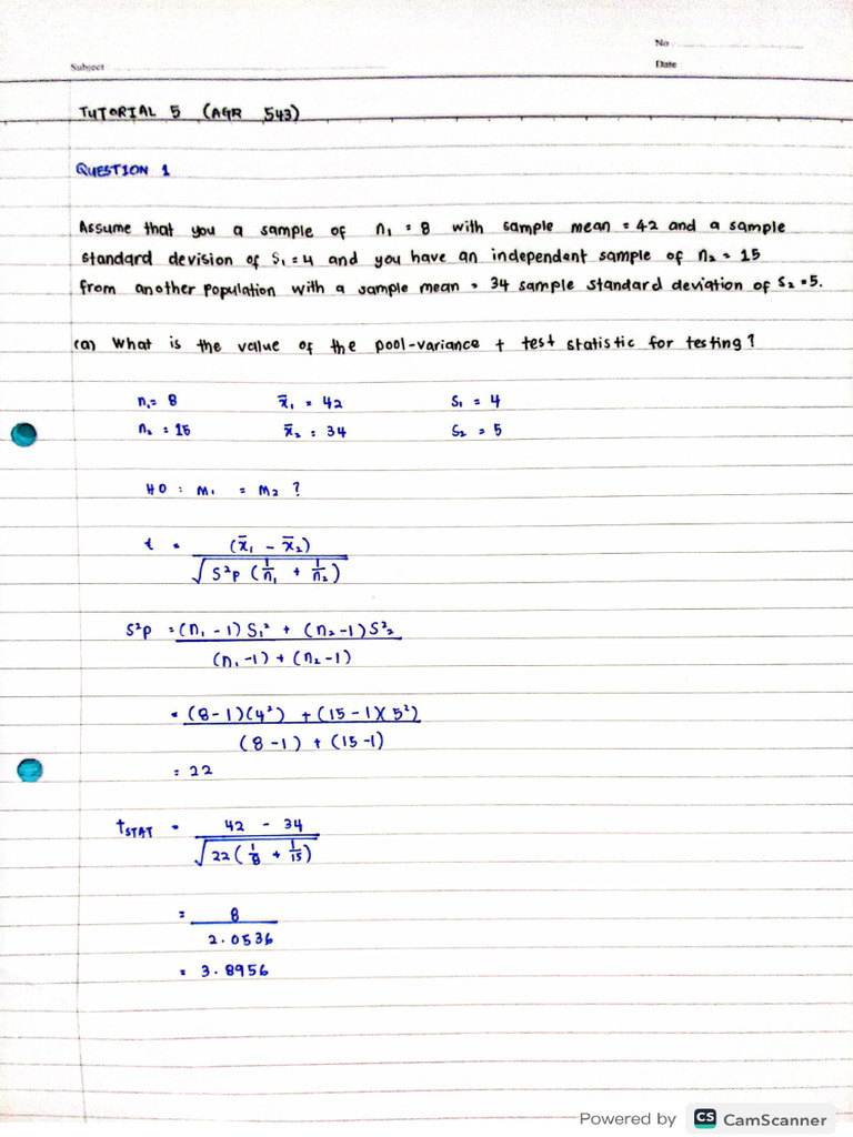 Agr543 (Tutorial 5) | PDF