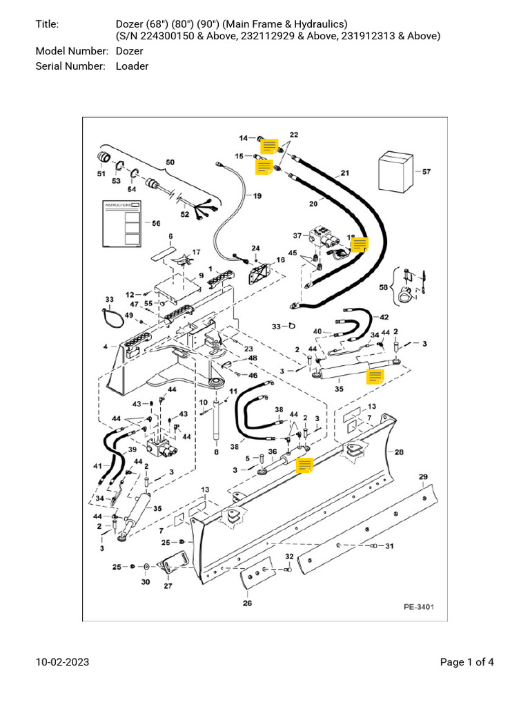 Dozer (68 - ) (80 - ) (90 - ) (Main Frame & Hydraulics) - (S - N ...