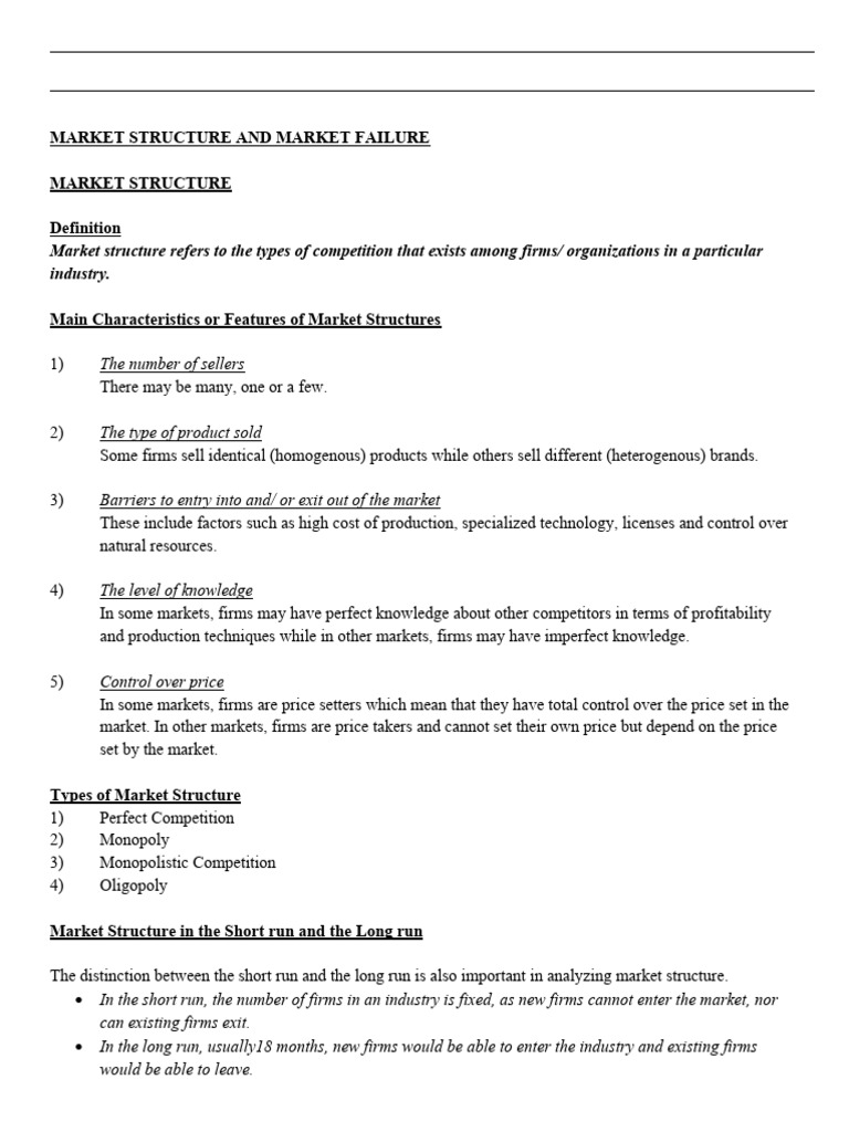 Market Structure | PDF | Profit (Economics) | Monopoly