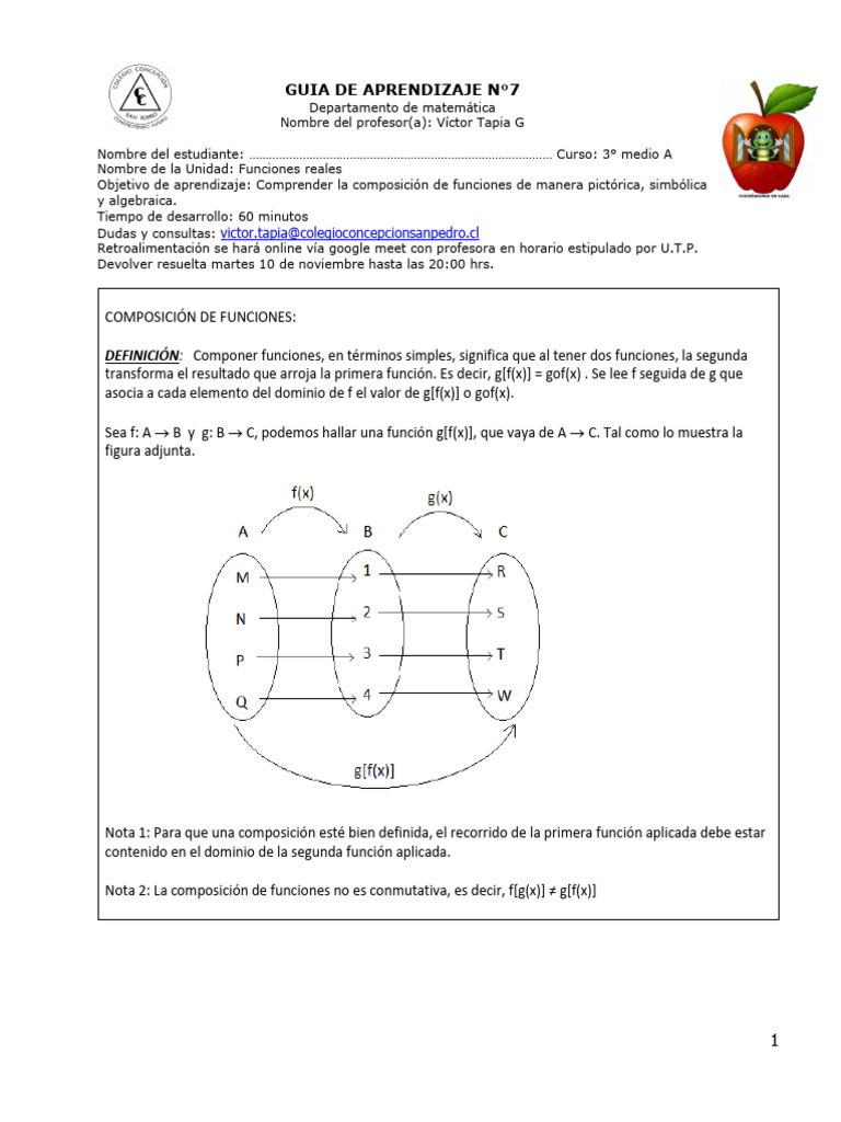 Composicion de funciones | PDF | Función (Matemáticas) | Conceptos matemáticos