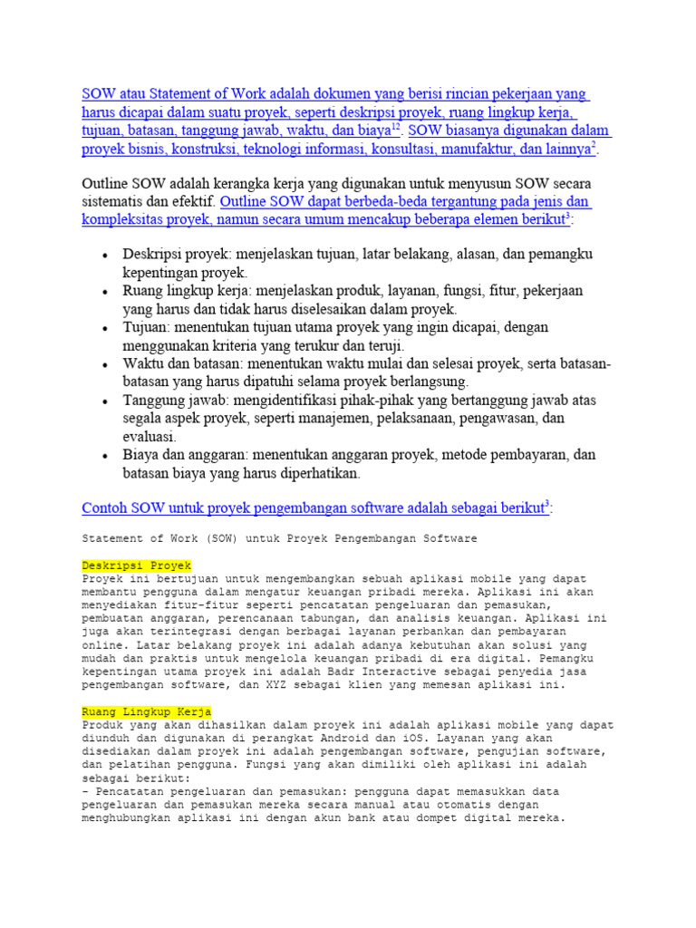Contoh SOW | PDF