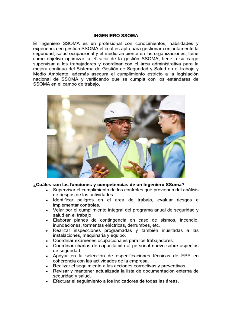 Ingeniero de Ssoma | PDF | Valores | Seguridad y salud ocupacional