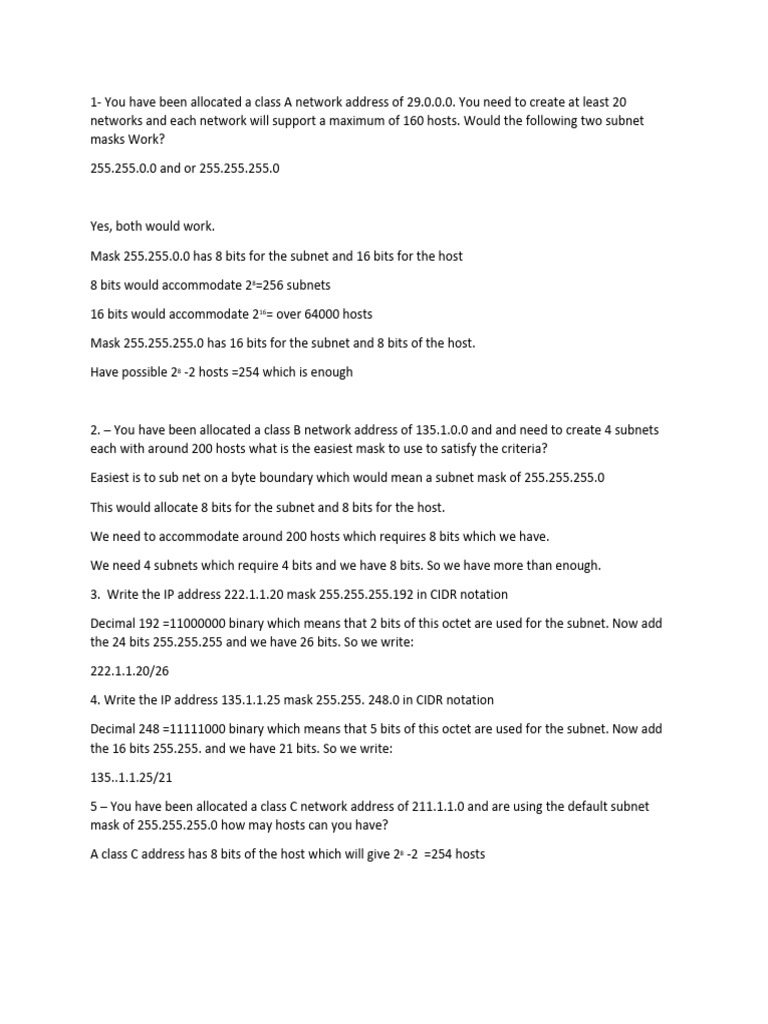 Subnetting Problems | PDF | Computing | Network Protocols