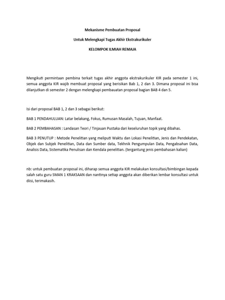 Syarat Proposal Kir | PDF