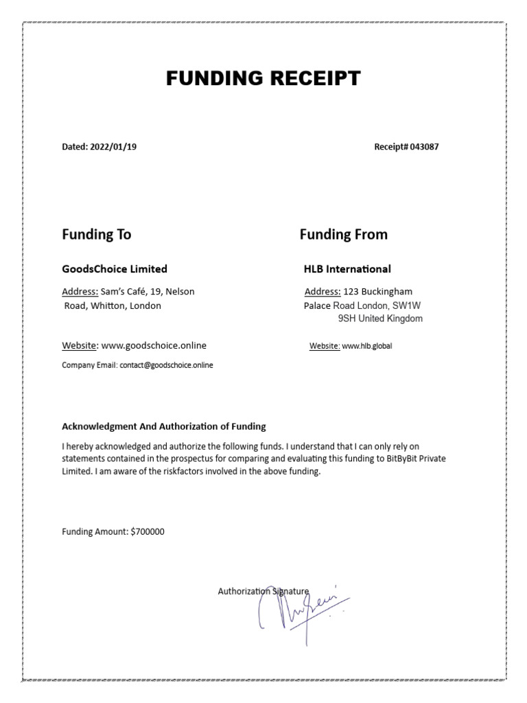 Funding Receipt | PDF