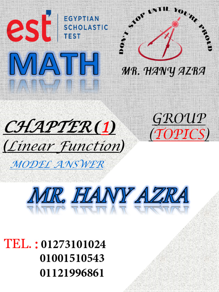 Chapter (1) (Linear Function) Answers | PDF | Algebra | Functions And Mappings