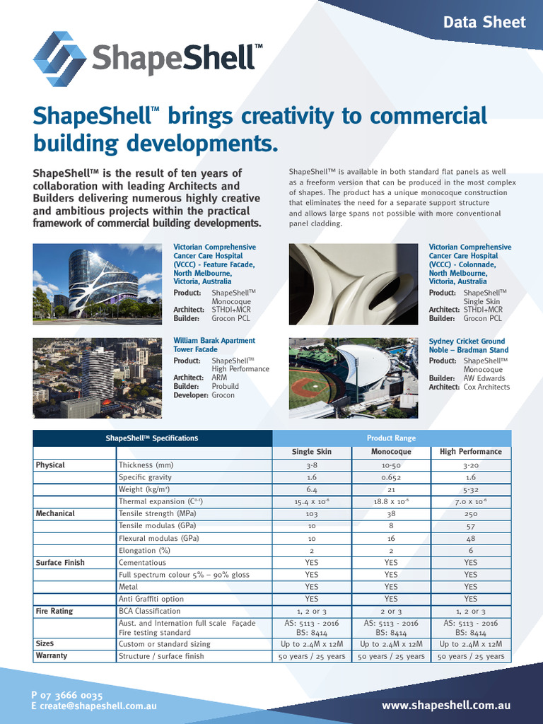SHAPE0043 ShapeShell Data Sheet | PDF | Concrete | Building Engineering