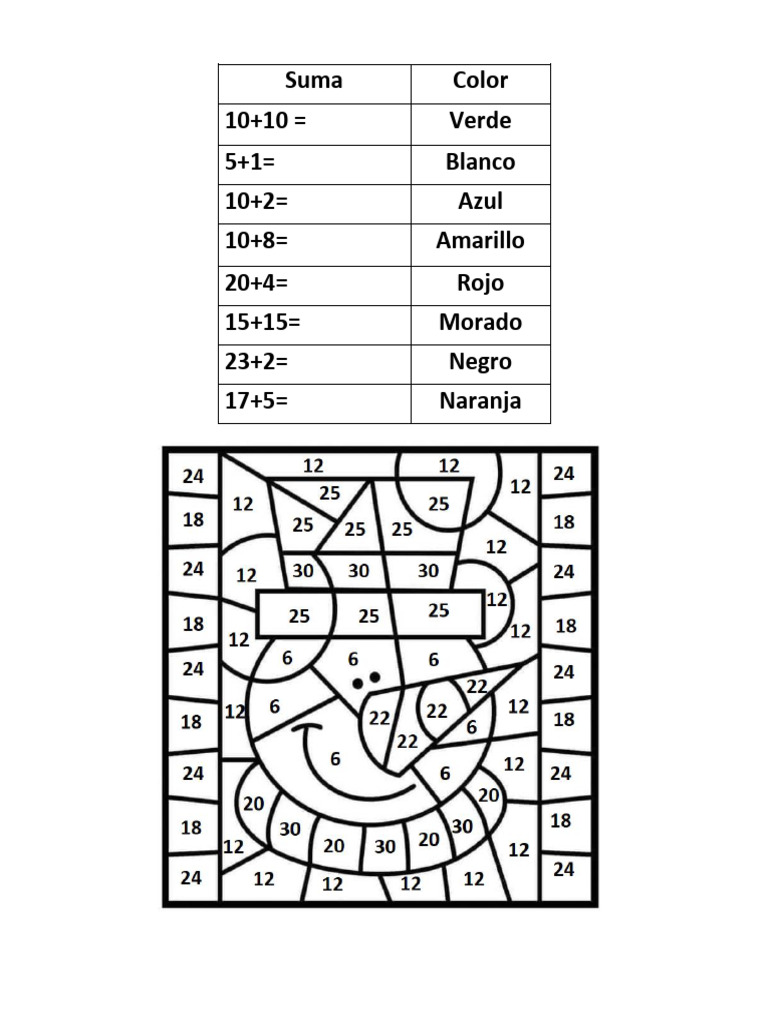 Muñeco de Nieve Sumas Primaria | PDF