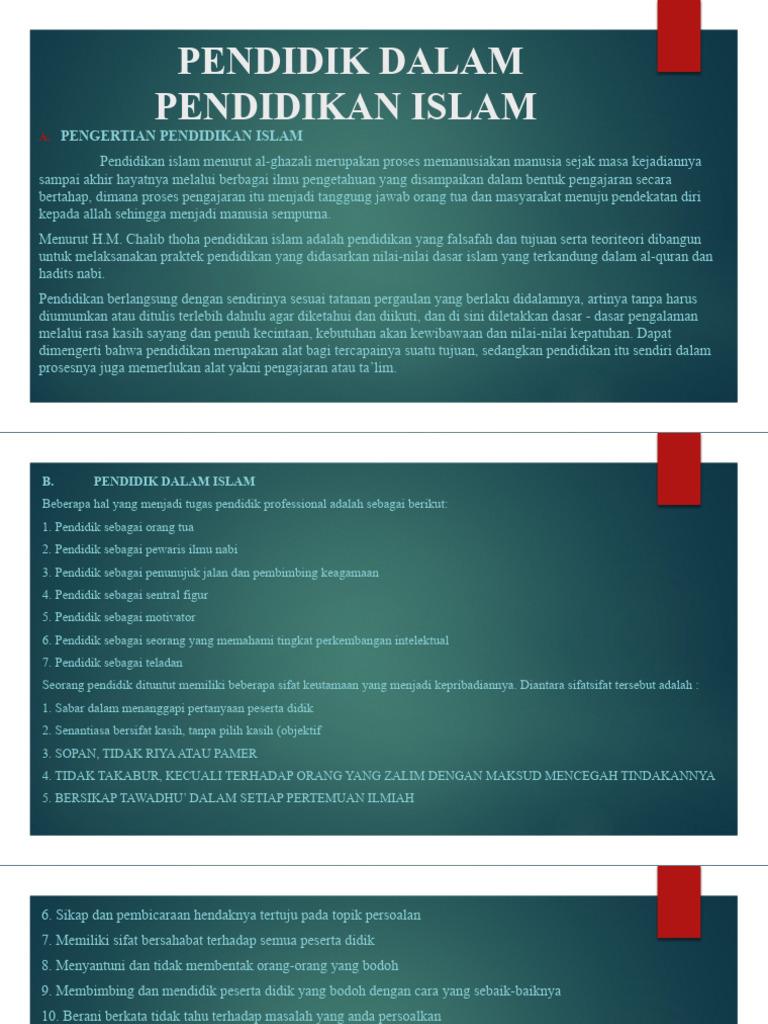 Pendidik Dalam Pendidikan Islam | PDF