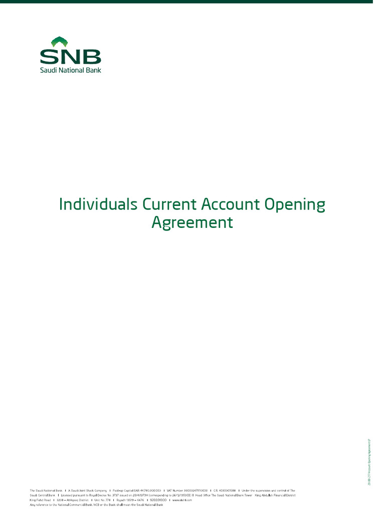 NCB Current Account Opening Agreement | PDF | Personal Identification ...