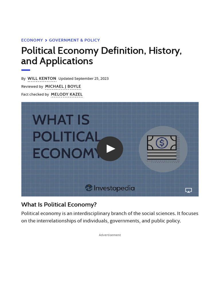 Political Economy Definition, History, and Applications | PDF | Political Economy | Economics