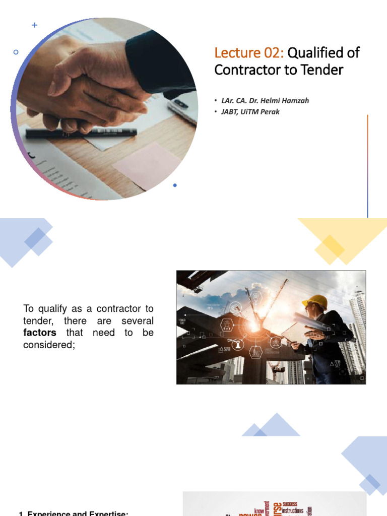Lecture 02 Qualified of Contractor To Tender | PDF