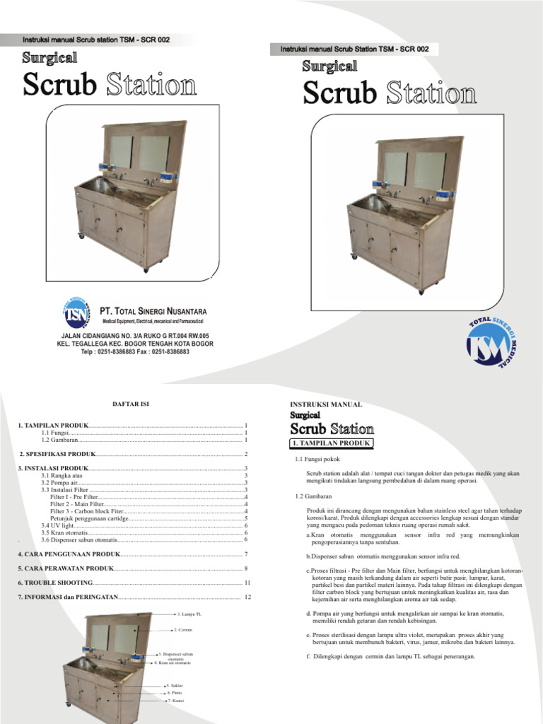 Manual Book Scrub Station | PDF