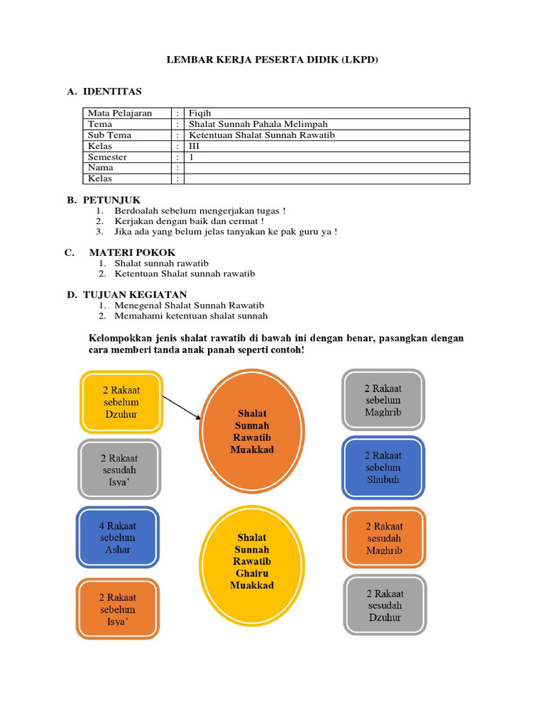 LKPD Shalat Sunnah Rawatib | PDF