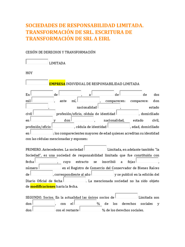 E Transformación de SRL A Eirl | PDF | Bancos | Business