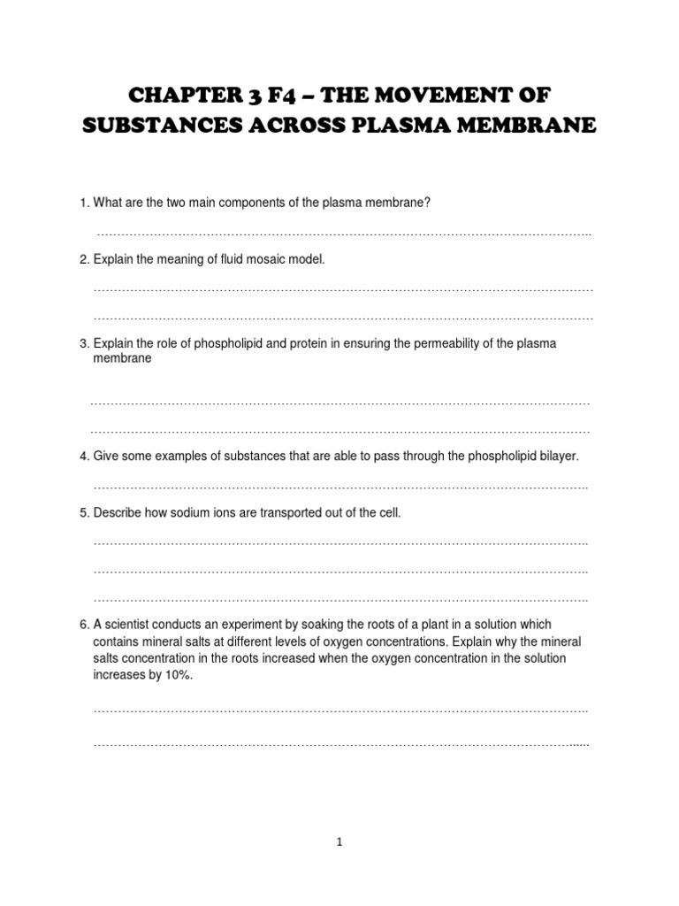 Chapter 3 f4 Student | PDF | Cell Membrane | Cell Biology