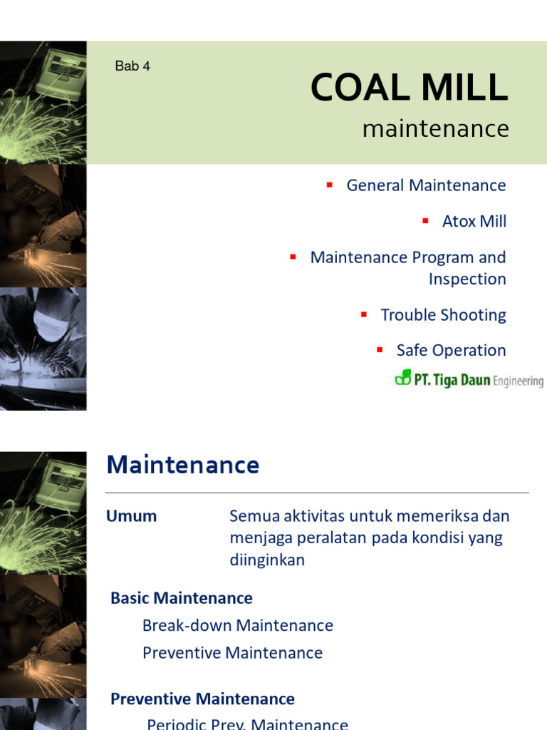 04 Coal Mill Maintenance R2 - 104052 | PDF | Bearing (Mechanical) | Applied And ...