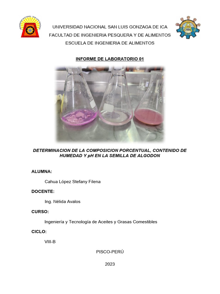 INFORME DE LABORATORIO | PDF | Aceite vegetal | Aceite de oliva