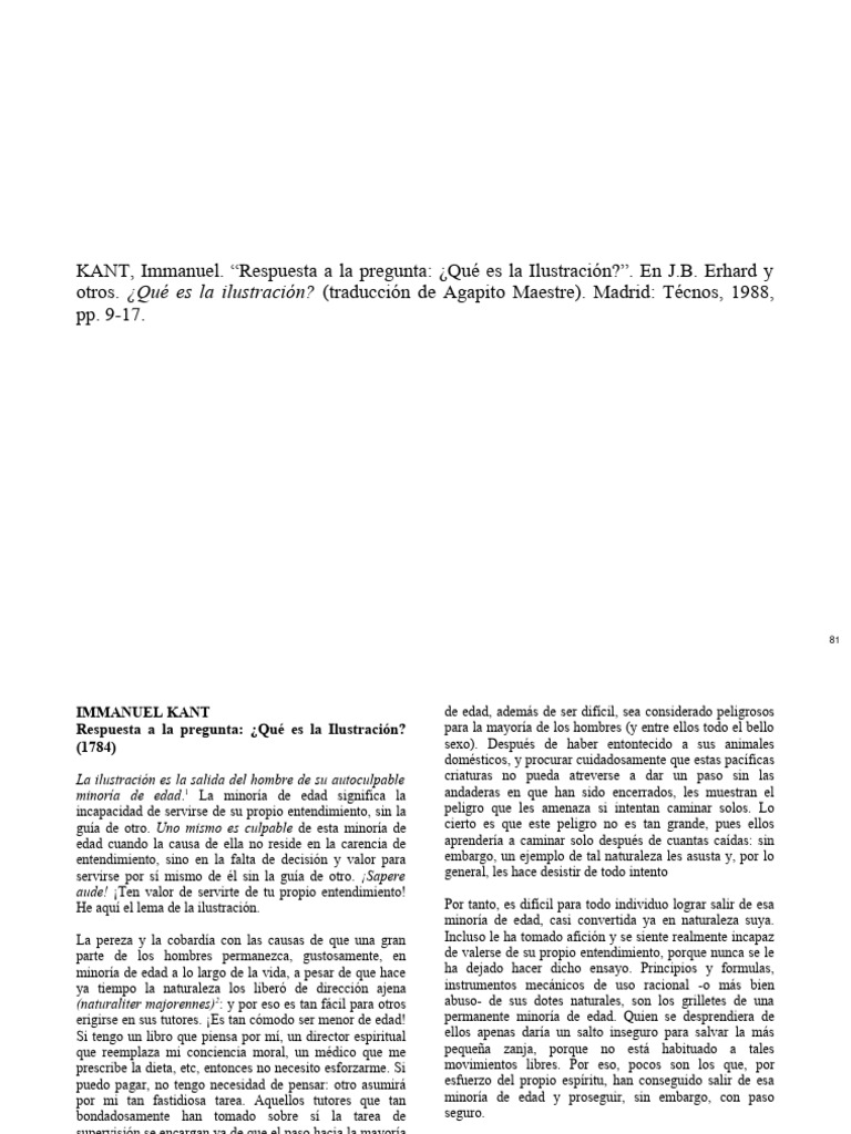 KANT_Immanuel._Respuesta_a_la_pregunta_Que_es_la_Ilustracion._pp_9_17 | PDF | Era de iluminacion ...
