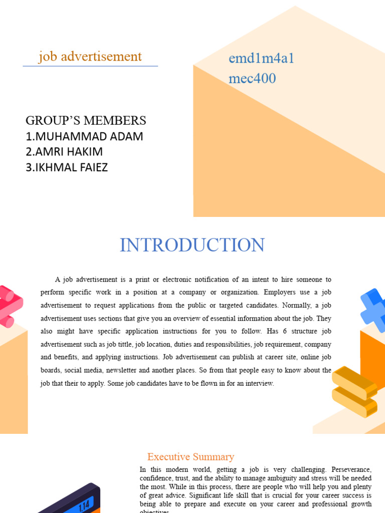 Slide Presentation JOB ADVERTISEMENT | PDF | Engineering | Engineer