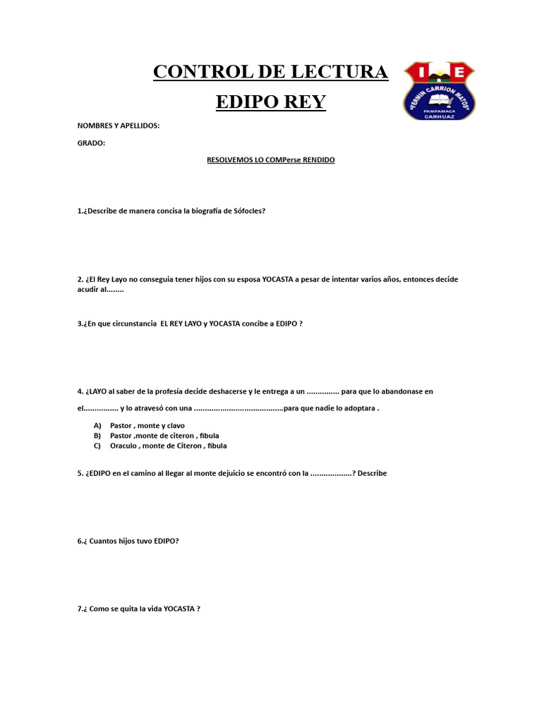 Control de Lectura | PDF