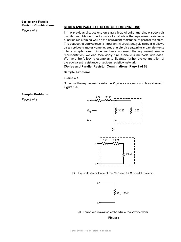 Week 6 Session 15 Series Parallel Resistor Combinations Pdf Network