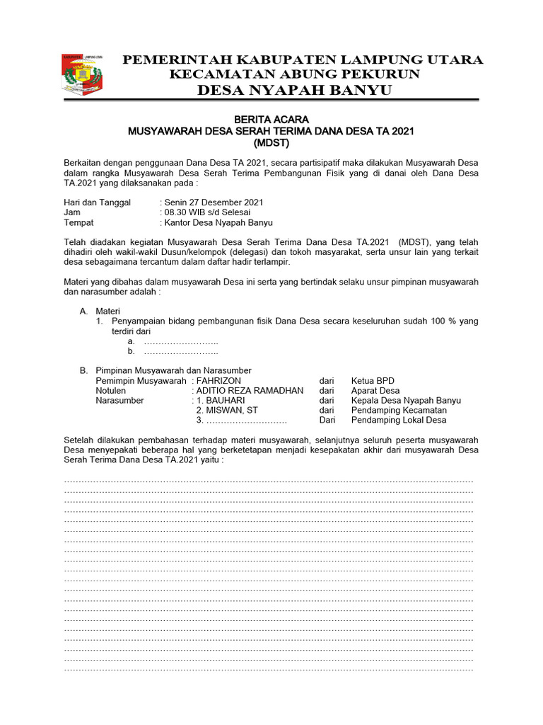 Berita Acara MDST | PDF