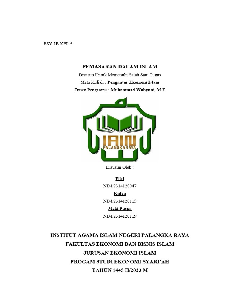 Esy 1b Kel 5 (Pemasaran Dalam Islam) - 2 | PDF
