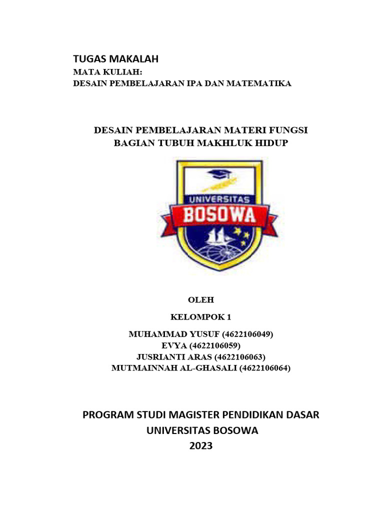 Desain Pembelajaran IPA: Fungsi Tubuh Makhluk Hidup | PDF