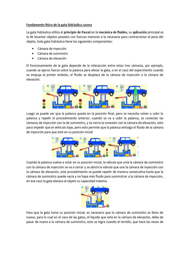 Fundamento Físico de La Gata Hidráulica | PDF | Presión | Líquidos