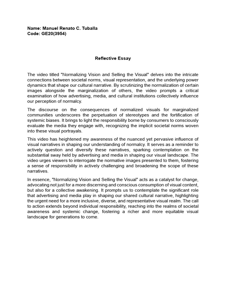 Activity 1 - Normalizing Vision and Selling The Visual | PDF