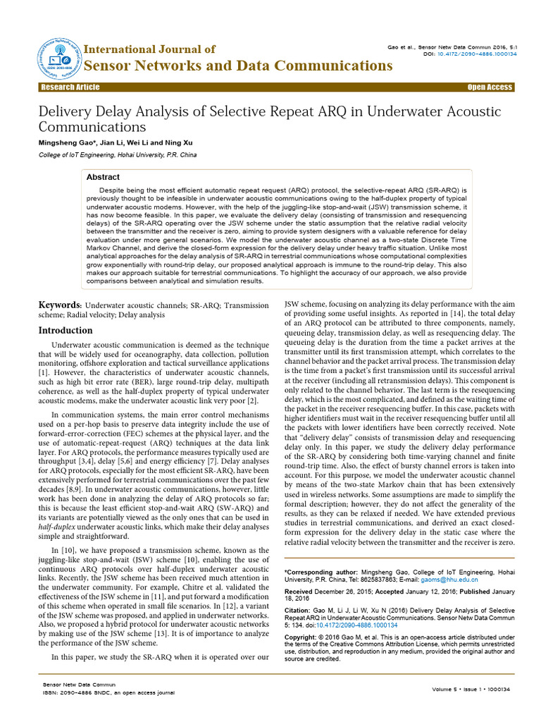 Sensor Networks and Data Communications | PDF | Transmission Control Protocol | Error Detection ...
