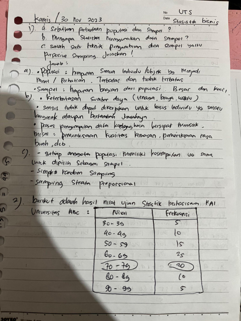 Jawaban Uts Statistik Kinaya | PDF