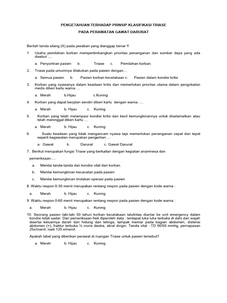 Pengetahuan Terhadap Prinsip Klasifikasi Triase | PDF