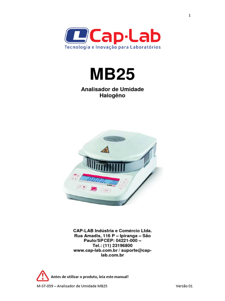 PRODUTO - 3016 - Analisador de Umidade MB25 | PDF | Temperatura | Umidade