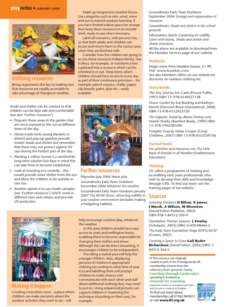 Outdoors in All Seasons: Early Years Outdoors Learning | PDF ...