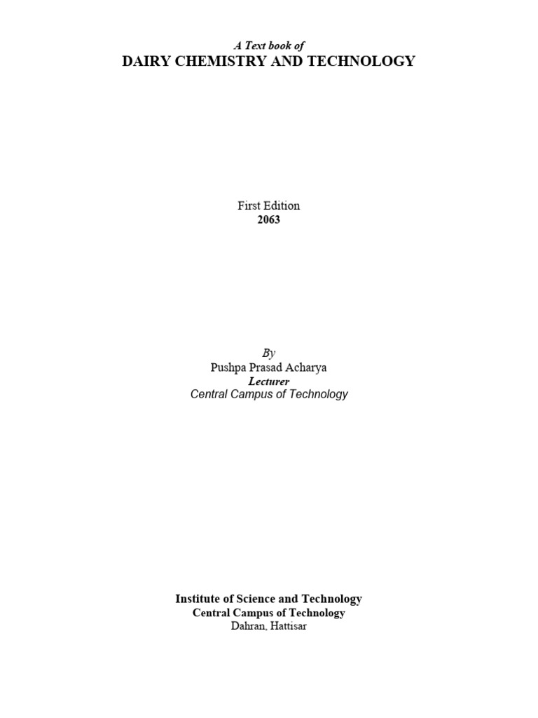 Dairy Chemistry For Compitative Exam | Download Free PDF | Milk | Cheese