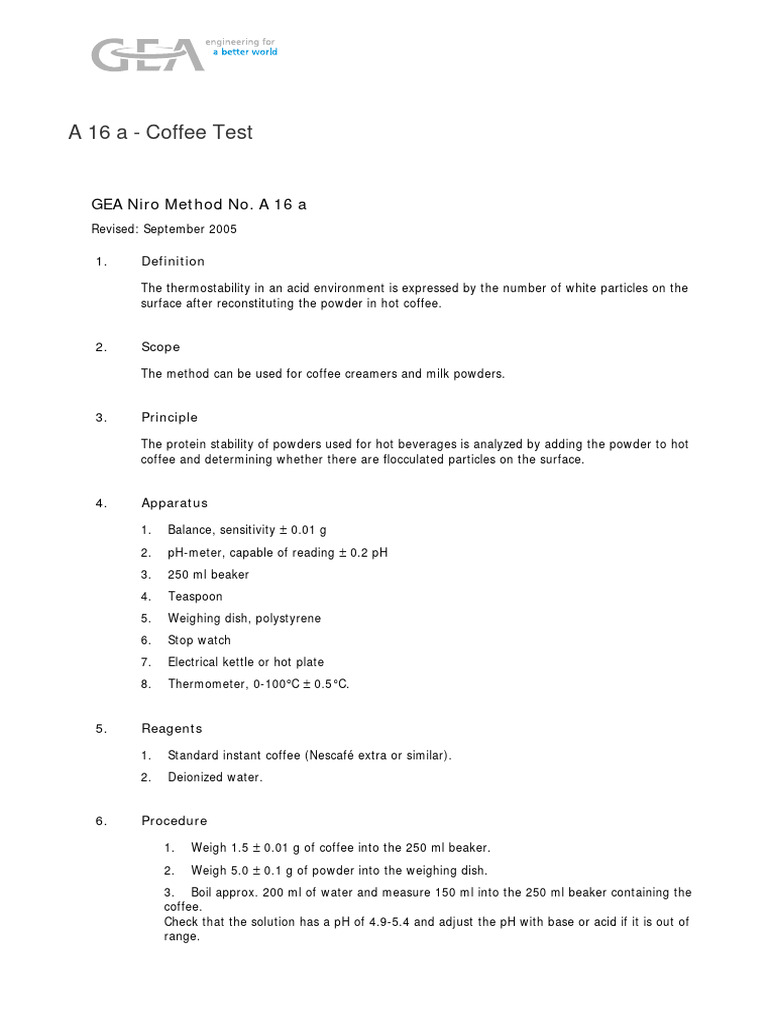 A 16 A - Coffee Test - tcm11-30924 | PDF