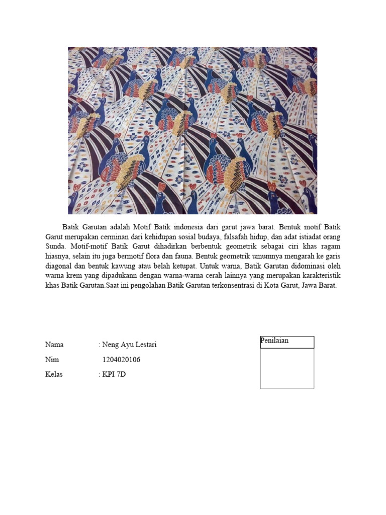 Batik Garutan Adalah Motif Batik Indonesia Dari Garut Jawa Barat | PDF