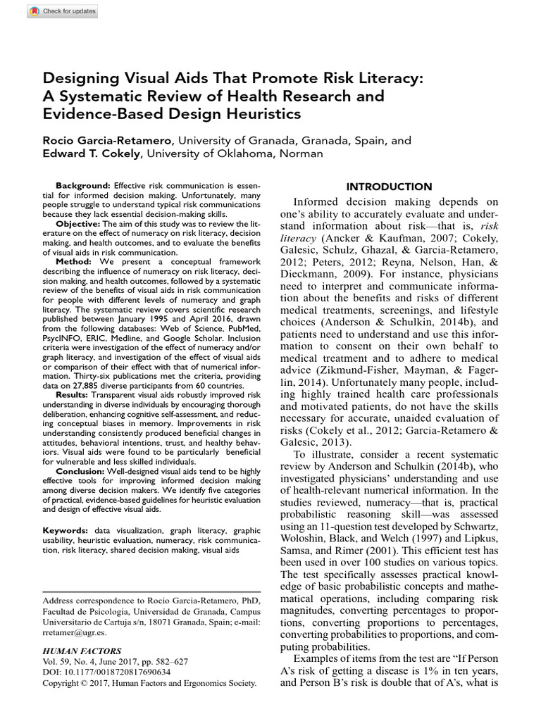 Garcia Retamero Cokely 2017 Designing Visual Aids That Promote Risk ...