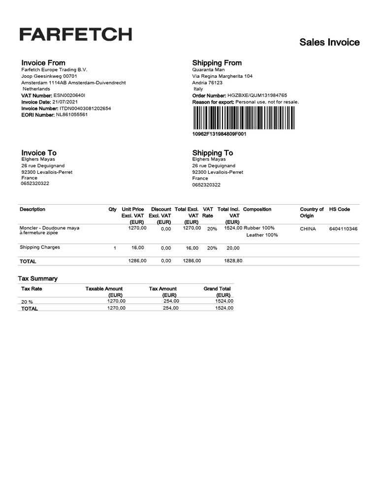 Facture Farftech 1 | PDF | Value Added Tax | Business