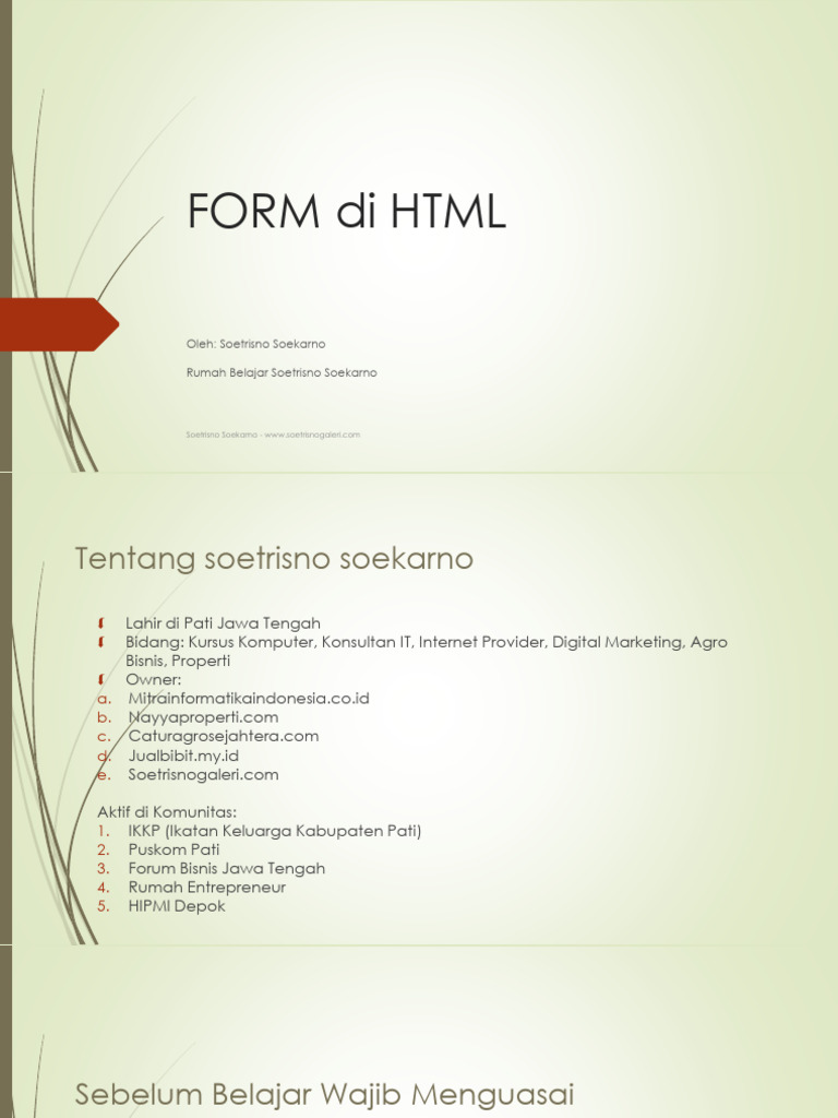 Semua Tentang Form HTML | PDF | Komputer