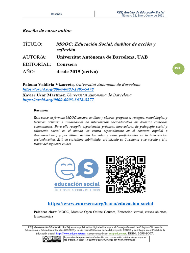 MOOC Educacion Social Ambitos de Accion | PDF | Curso abierto masivo en linea