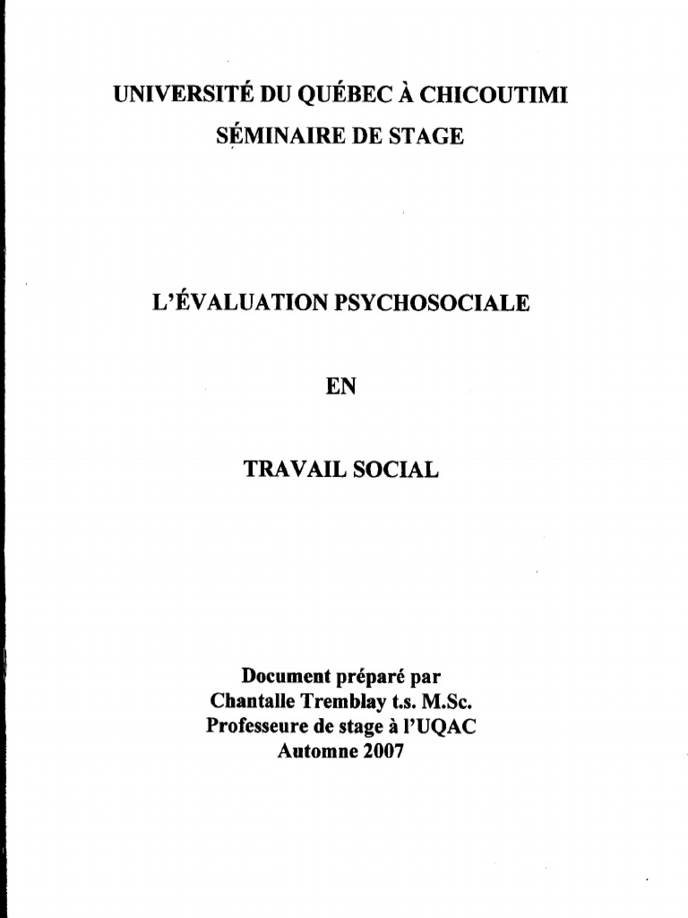 Evaluation Psychosociale | PDF