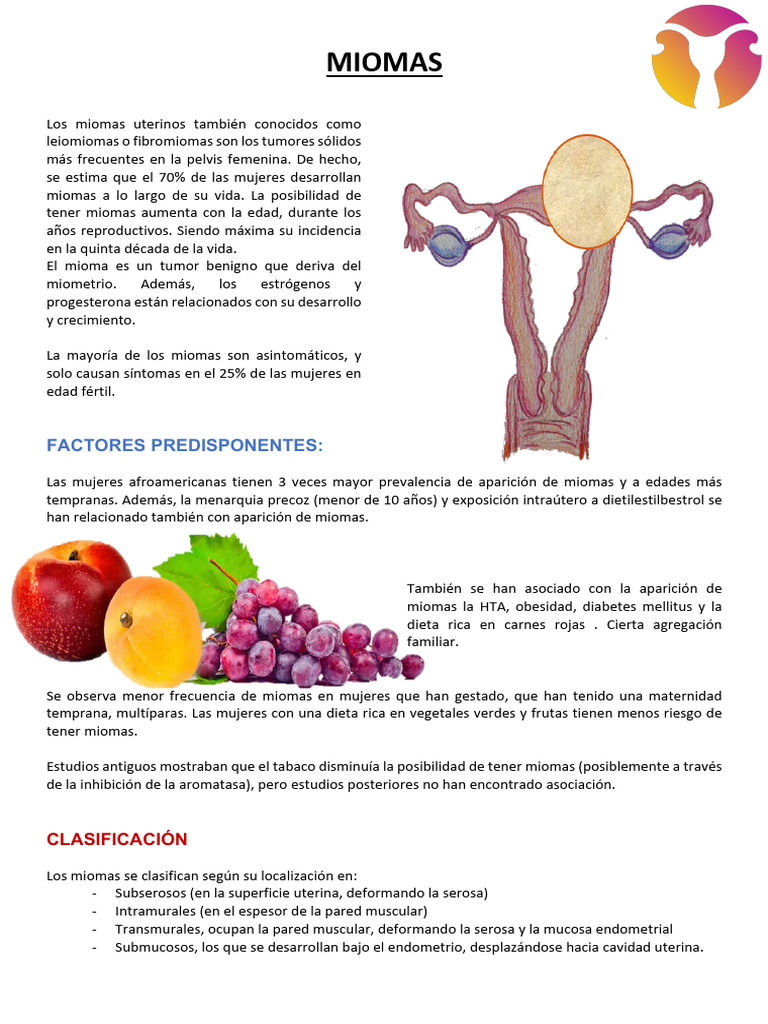 Clasificación y tratamiento de miomas | PDF | El embarazo | Parto