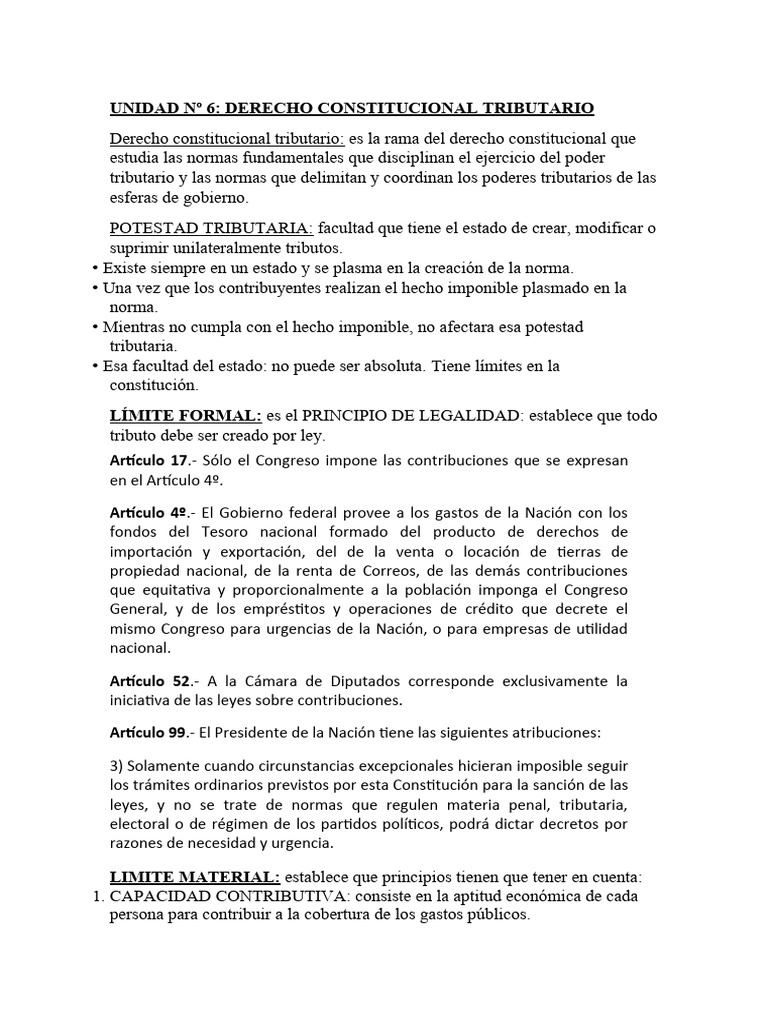 Unidad 6 | PDF | Impuestos | Constitución